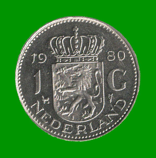 MONEDA DE HOLANDA 1 GULDEN, AÑO 1980, ESTADO USADA.- – Billetes Colección