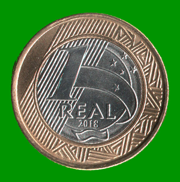 MONEDA DE BRASIL 1 REAL BIMETALICA, AÑO 2018, ESTADO NUEVA.- – Billetes ...