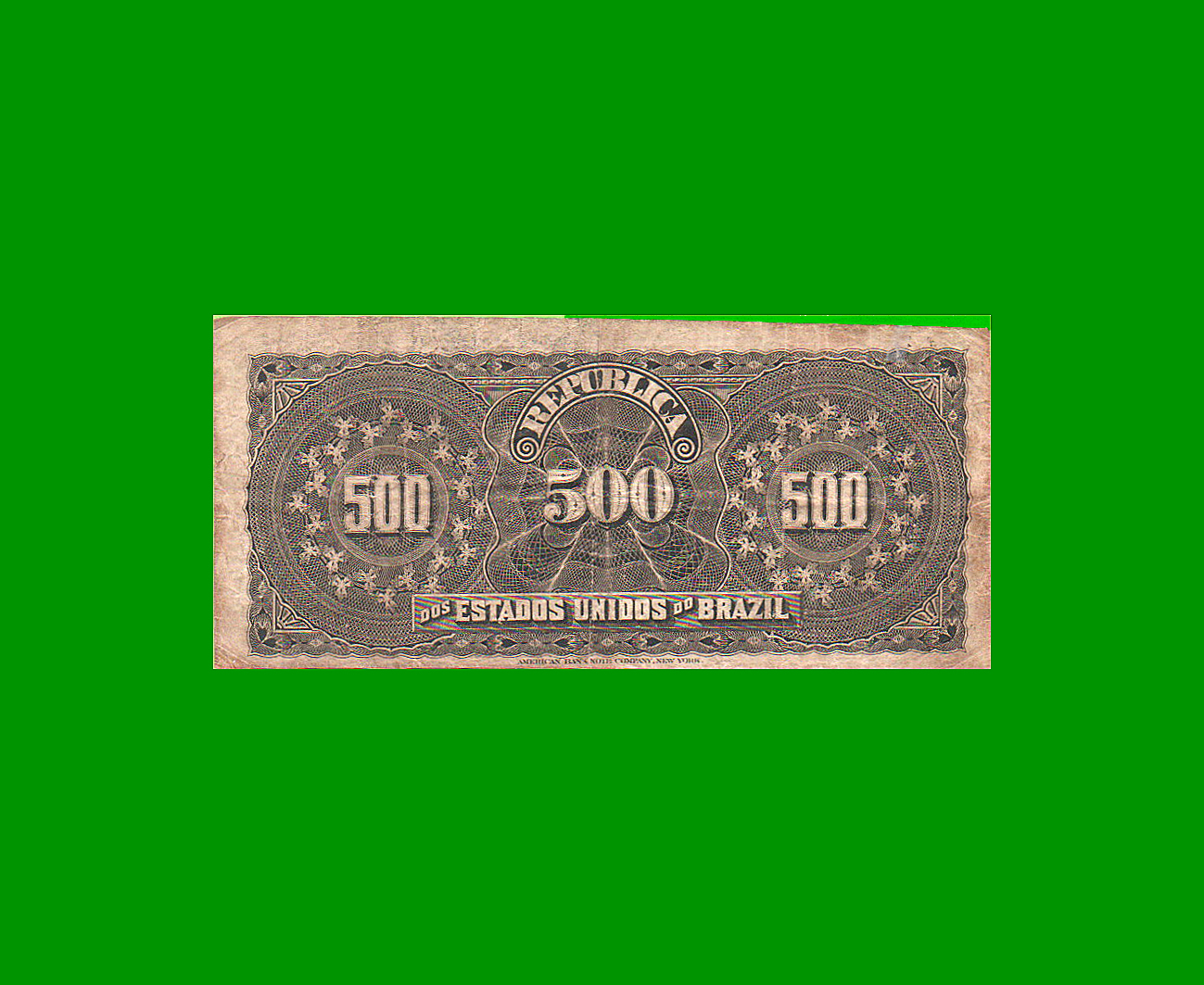BILLETE DE BRASIL 500 RIES, PICK 1b, AÑO 1894, ESTADO MUY BUENO ...