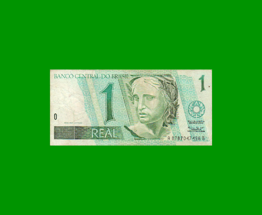 BILLETE DE BRASIL 1 REAL, PICK 243Ac, AÑO 1999, ESTADO BUENO+ ...