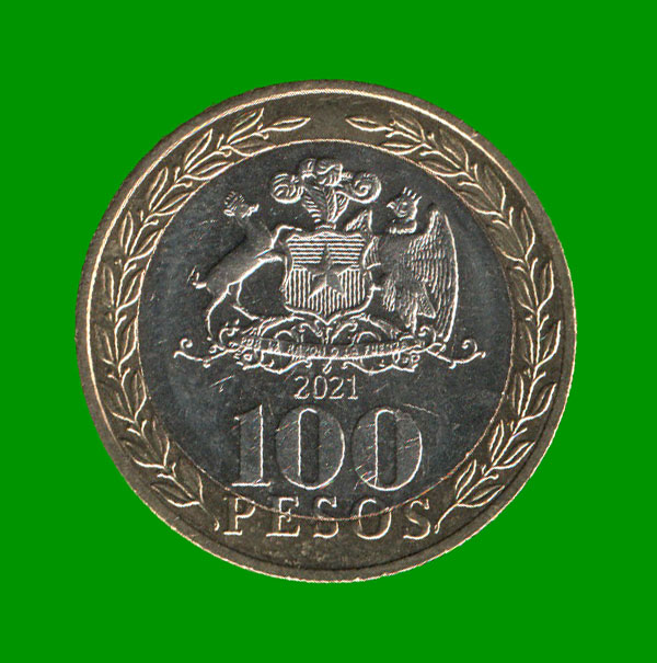 MONEDA DE CHILE 100 PESOS, BIMETALICA, AÑO 2021, ESTADO NUEVA ...